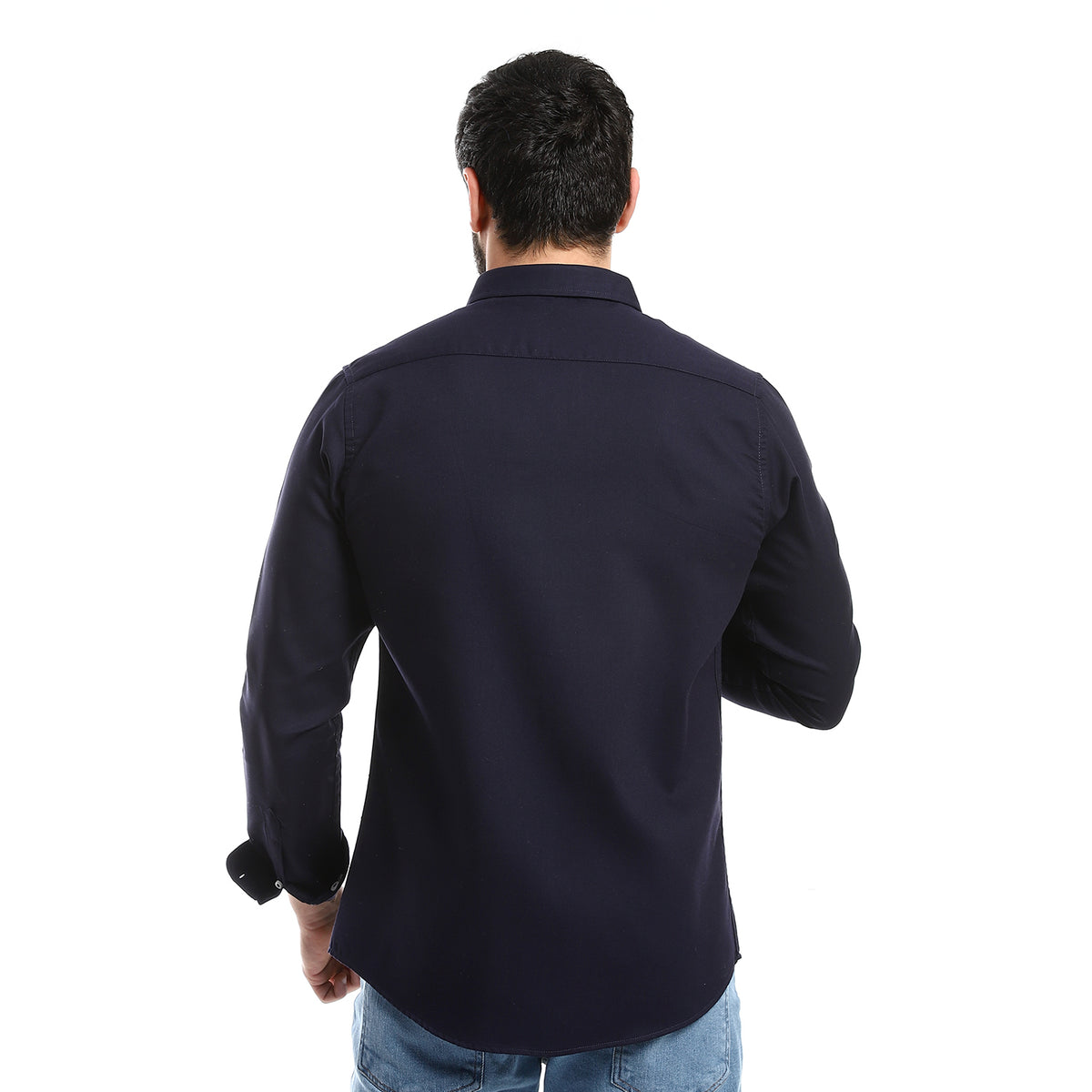 dark_navy_blue_full_front_buttons_closure_men_shirt – Andora