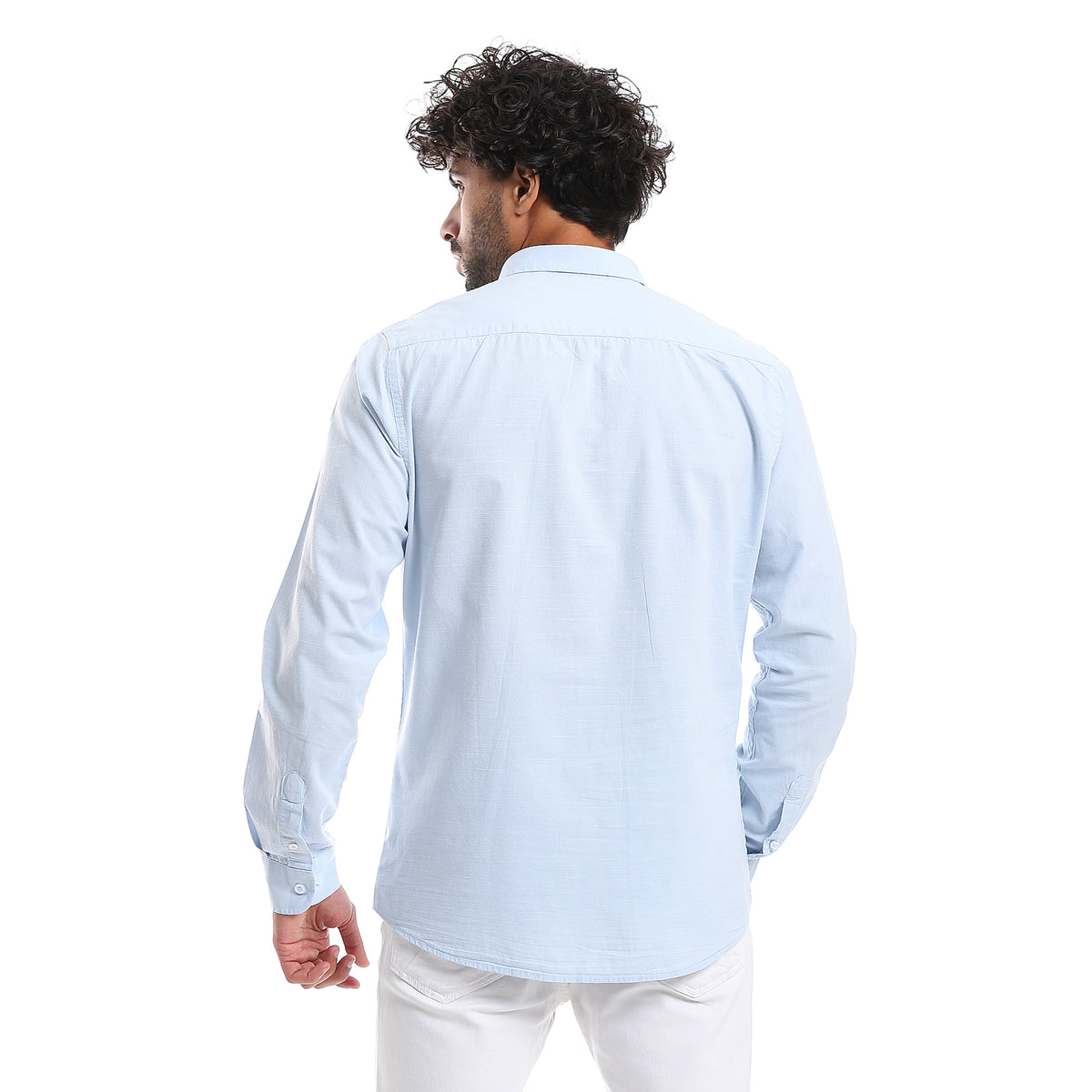 Buttons Down Closure Long Sleeves Shirt - Light Blue – Andora