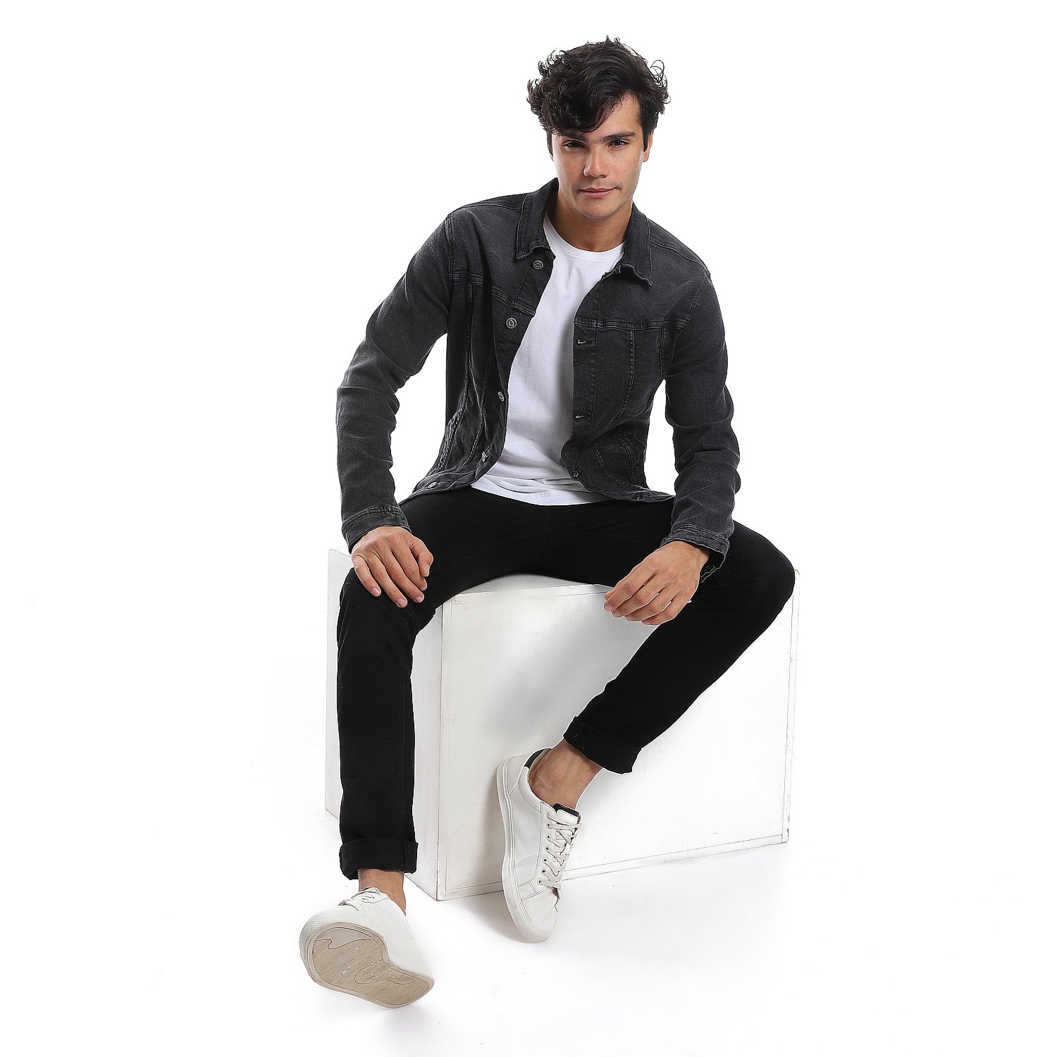 turn_down_collar_long_sleeves_denim_jacket_-_iron_grey – Andora