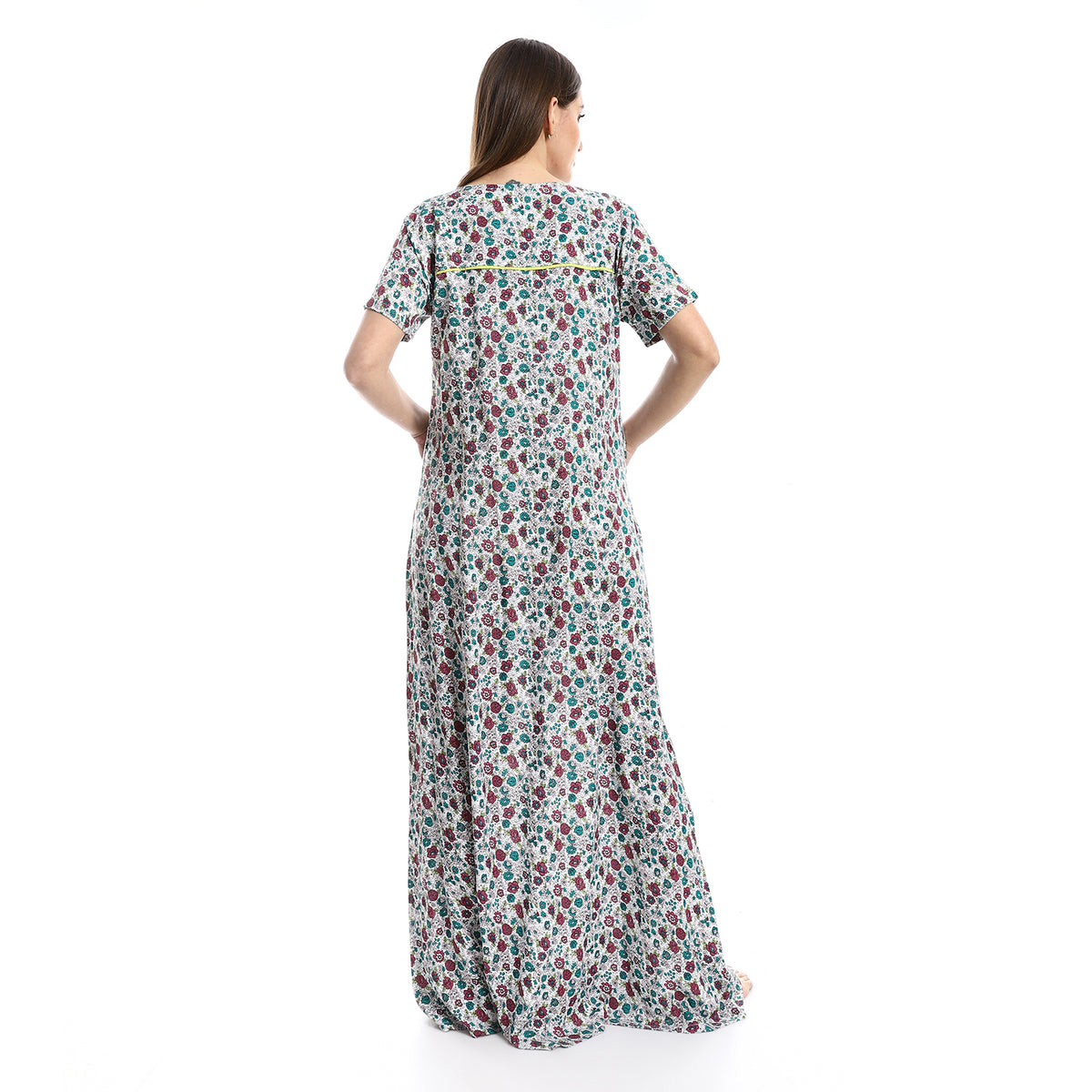 Short Sleeves Floral Nightgown - Off-White, Tiffany Green & Cashmere ...