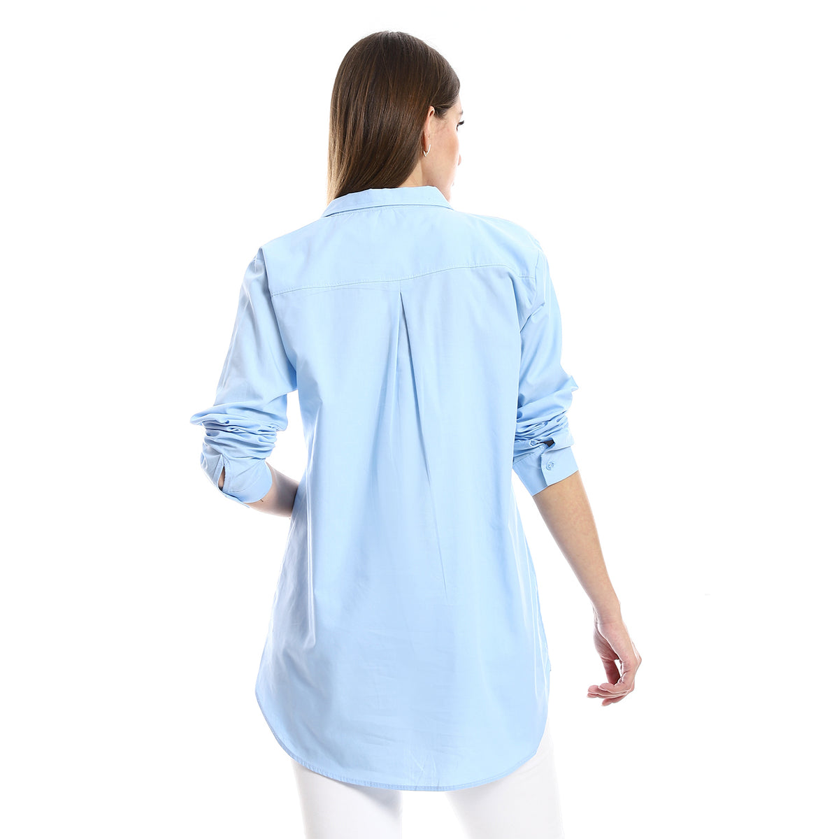 Plain Light Blue Essential Basic Long Sleeves Shirt – Andora