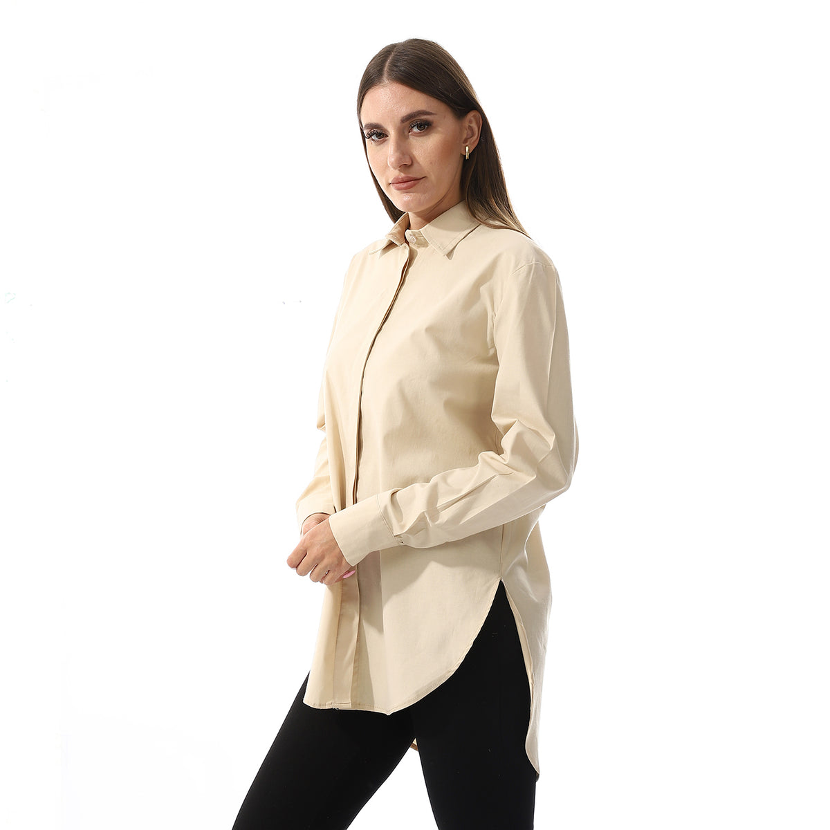Hidden Button Placket Plain Shirt – Andora