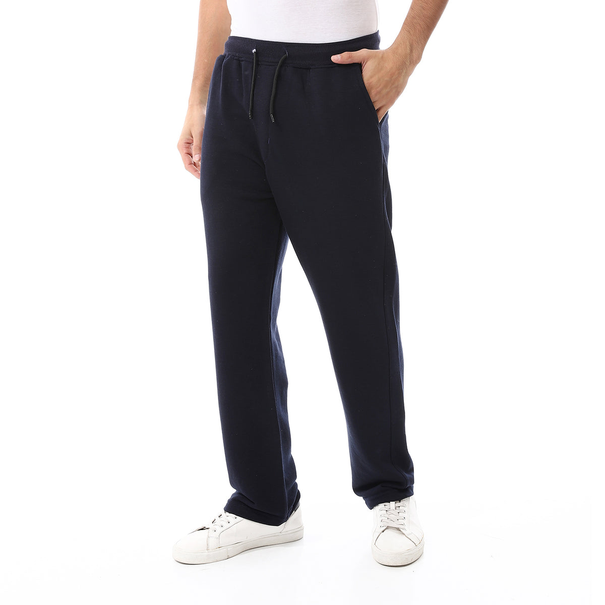 Navy_Blue_Slash_Pockets_Elastic_Waist_Sweatpants – Andora