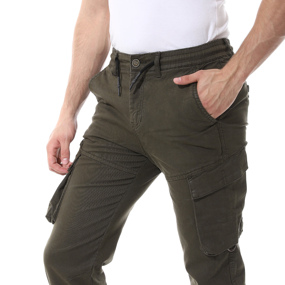 Olive Fly Zipper Button Cargo Pants – Andora