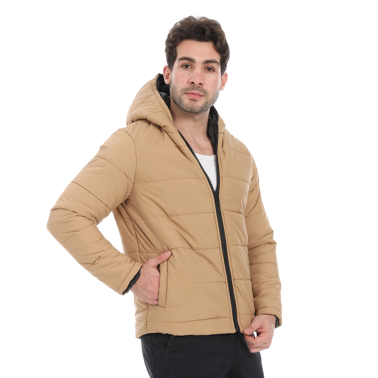 Plain_Zipped_Hooded_Jacket_-_Camel – Andora