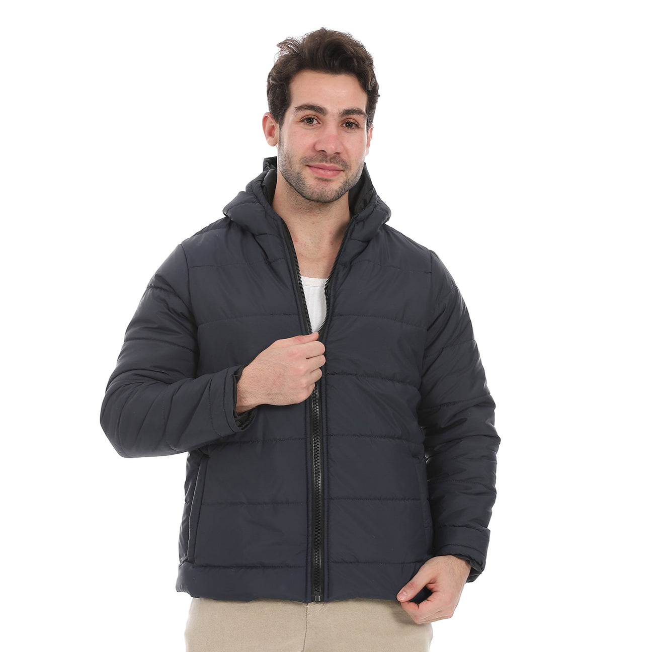 Plain_Zipped_Hooded_Jacket_-_Navy Blue – Andora