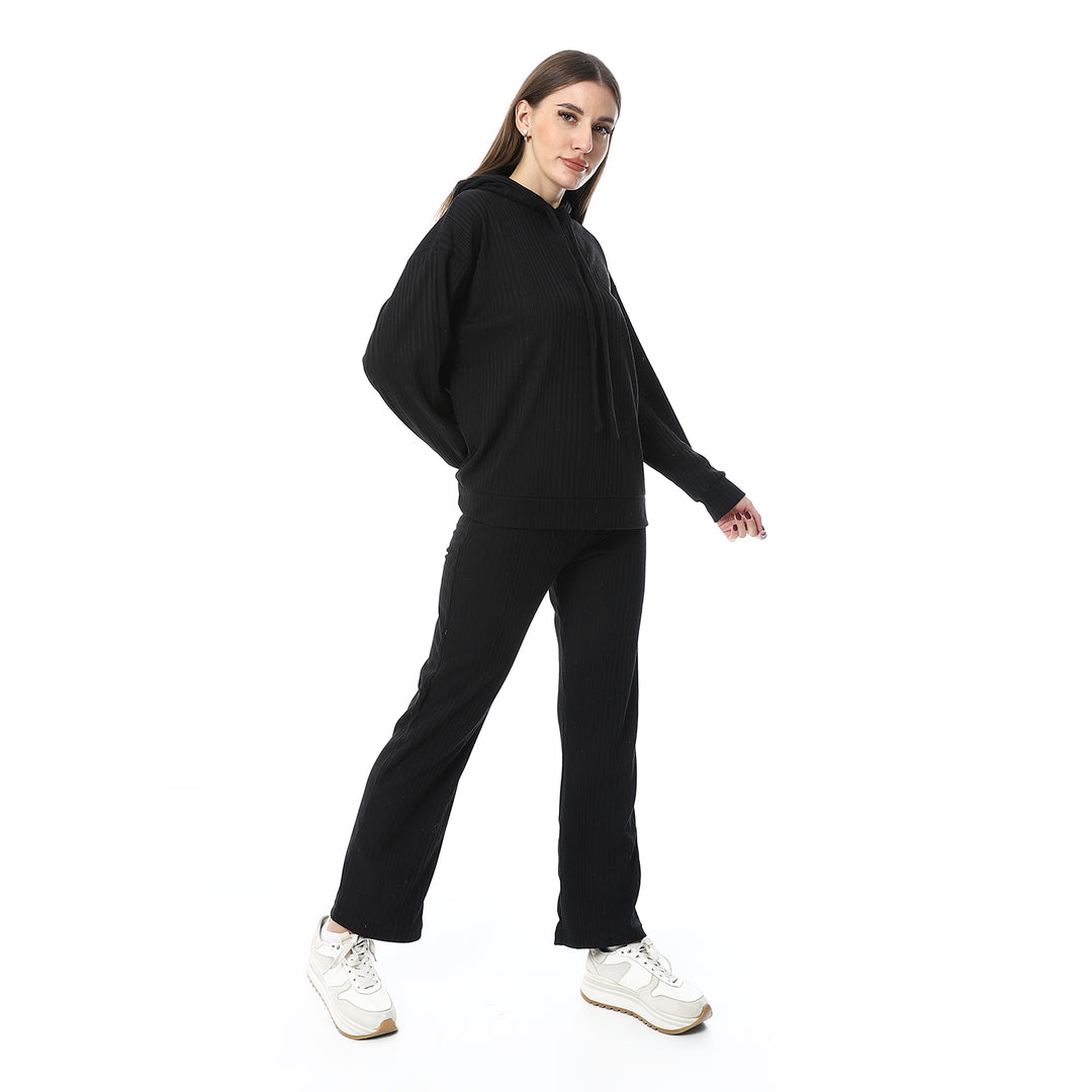 Black_Slip_On_Hooded_Ripped_Pants_Set – Andora