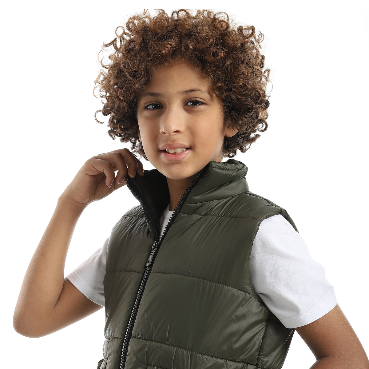 Dark_Green_High_Collar_Zipper_Closure_Pump_Vest_Dark_Green – Andora