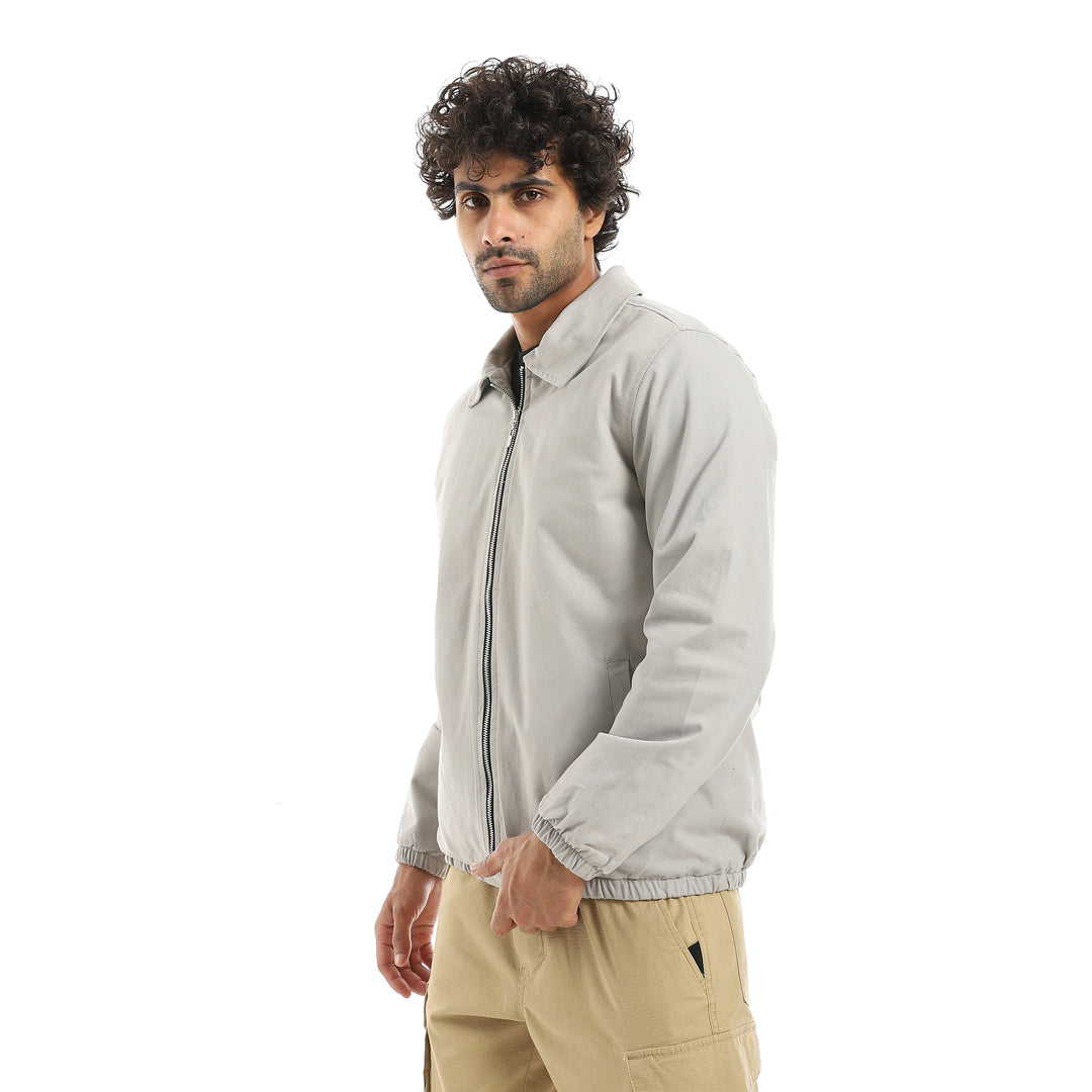 Gabardine_Zipper_Clossure_With_Turned_Down_Collar_Jacket___Grey – Andora