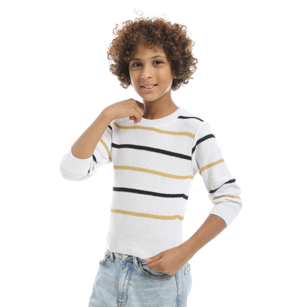 Thin_Stripped_Black_And_Blue_And_Brown_Crew_Neck_Pullover-Light_Beige ...