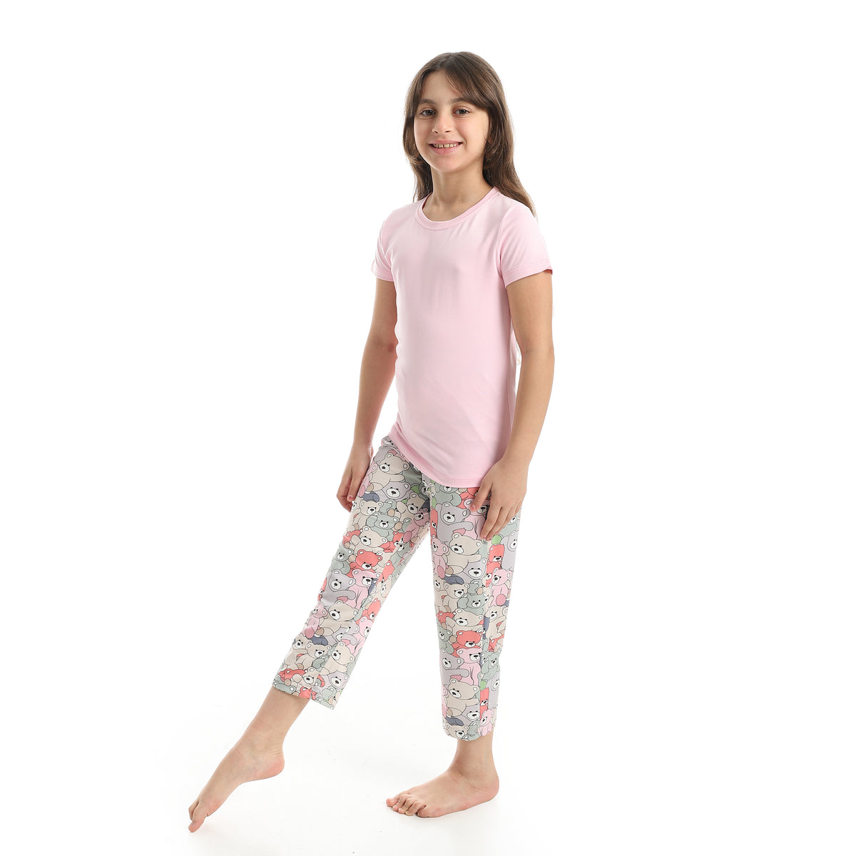 Half_Sleeves_Plain_T-Shirt_And_Teddy_Bears_Pants_Pijama_Set_Rose – Andora