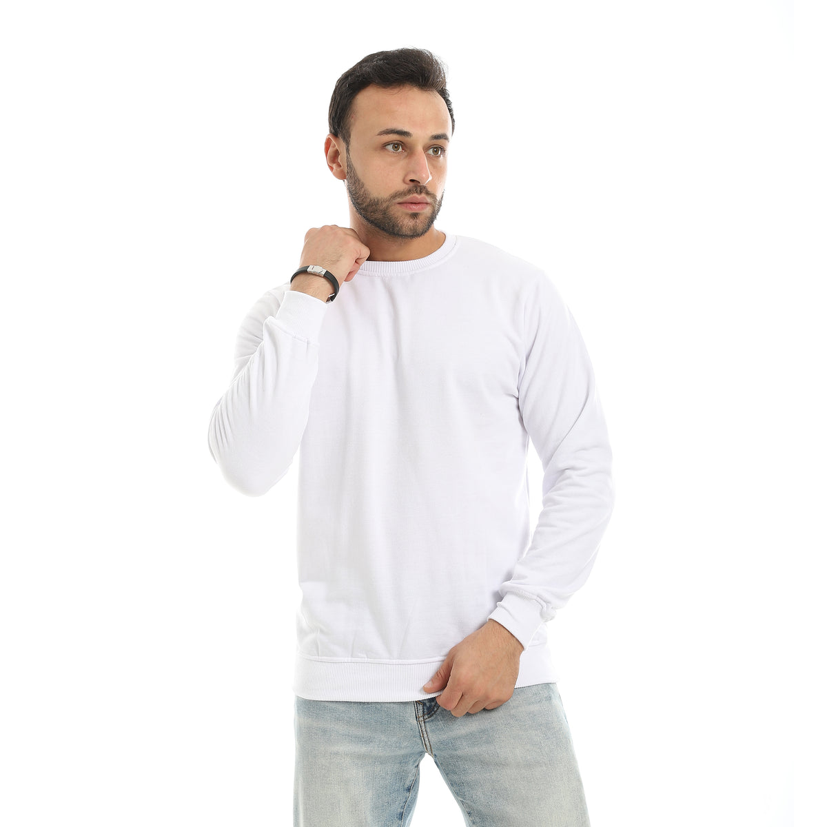 Basic_Plain_Round_Collar_White_Sweatshirt-White – Andora