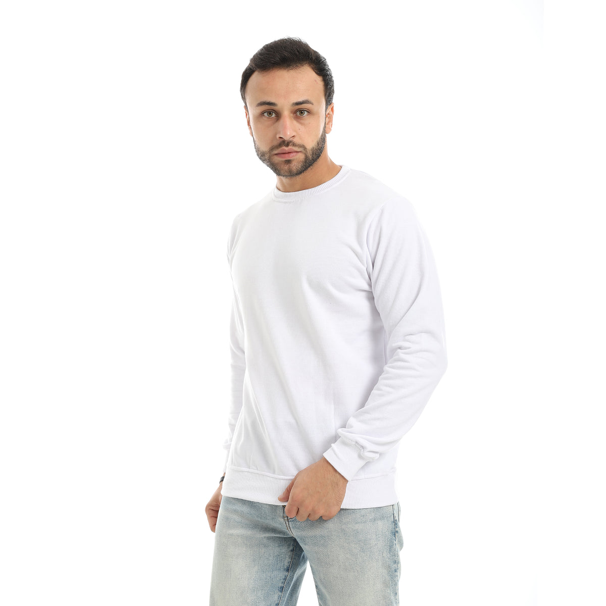 Basic_Plain_Round_Collar_White_Sweatshirt-White – Andora