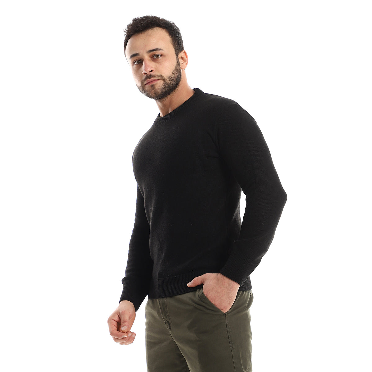 long_sleeves_plain_black_knitted_pullover – Andora