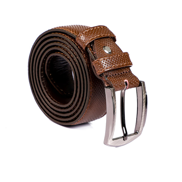 Self_Patterned_Belt_With_Double_Belt_Loops_-Brown – Andora